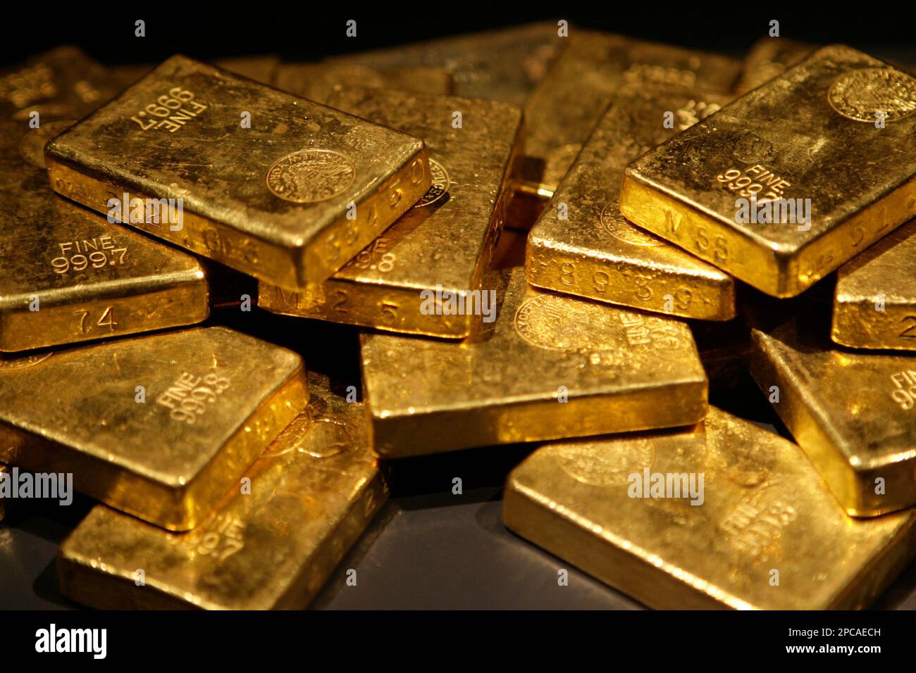 Gold bars are on display at the "Gold" exhibit in the American Museum ...