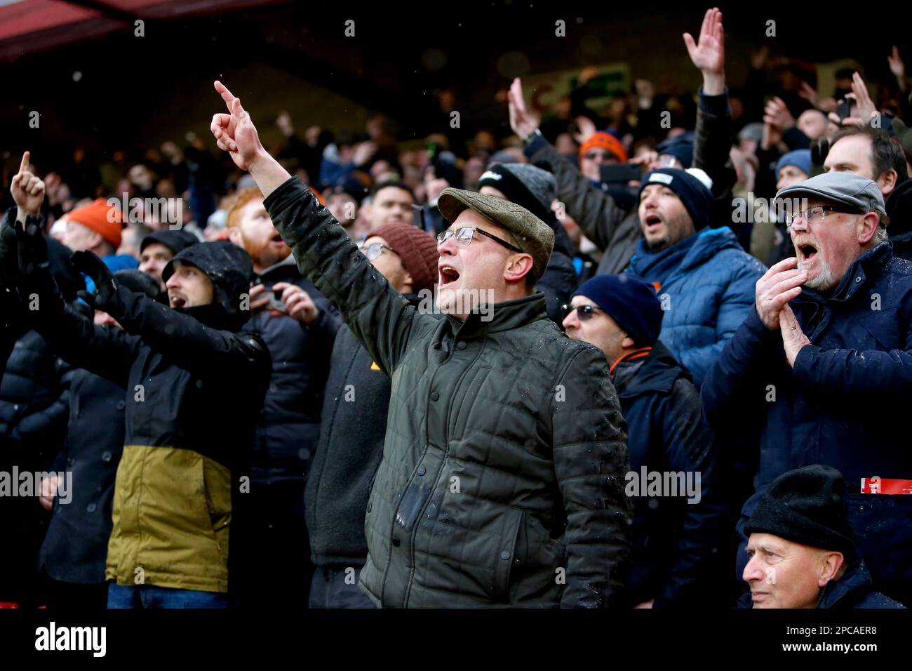 Luton Town fans celebrate their victory following the Sky Bet ...
