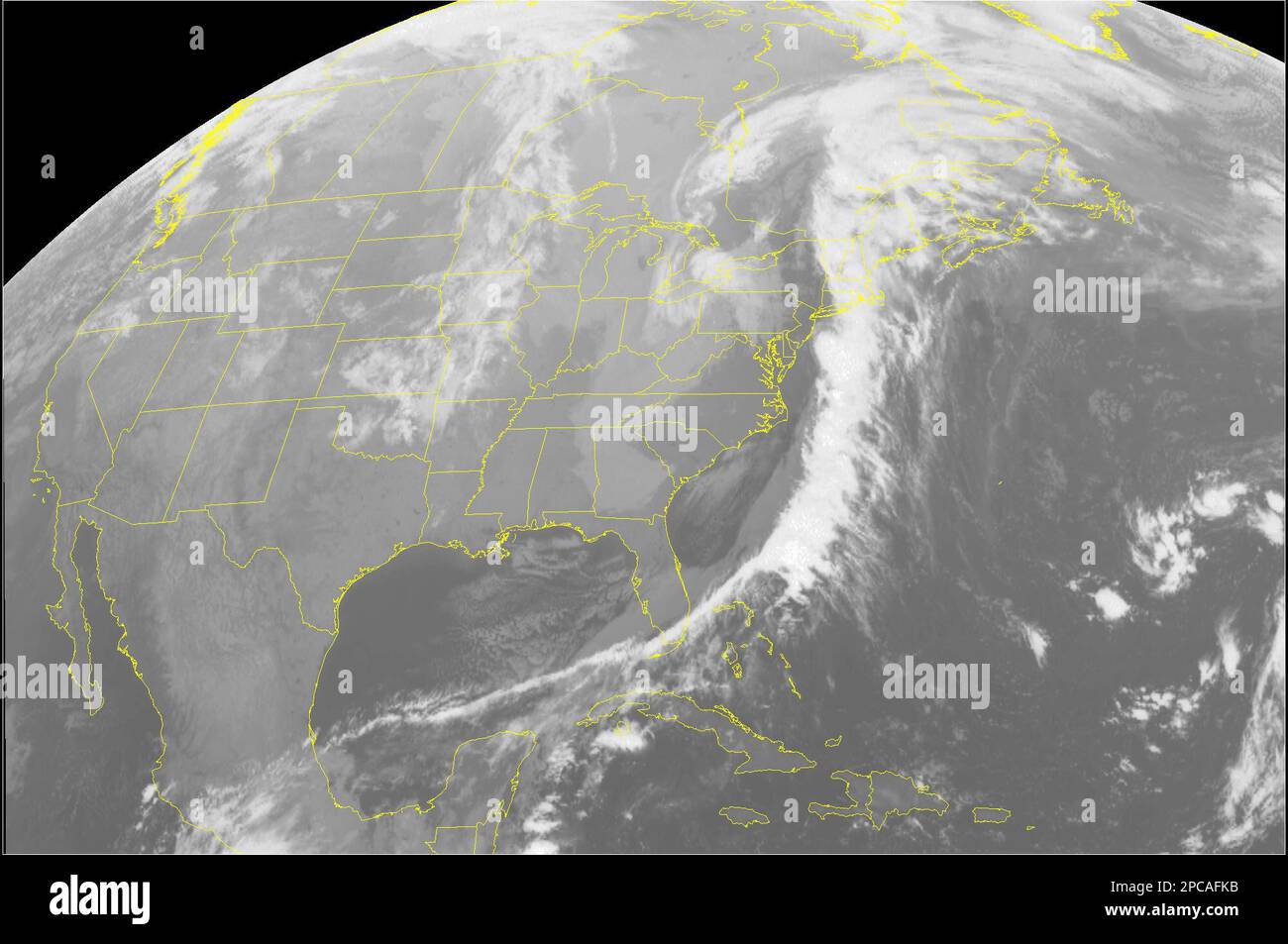 This NOAA satellite image taken Friday, Nov. 17, 2006 at 2:15 AM EST shows a streak of clouds ...