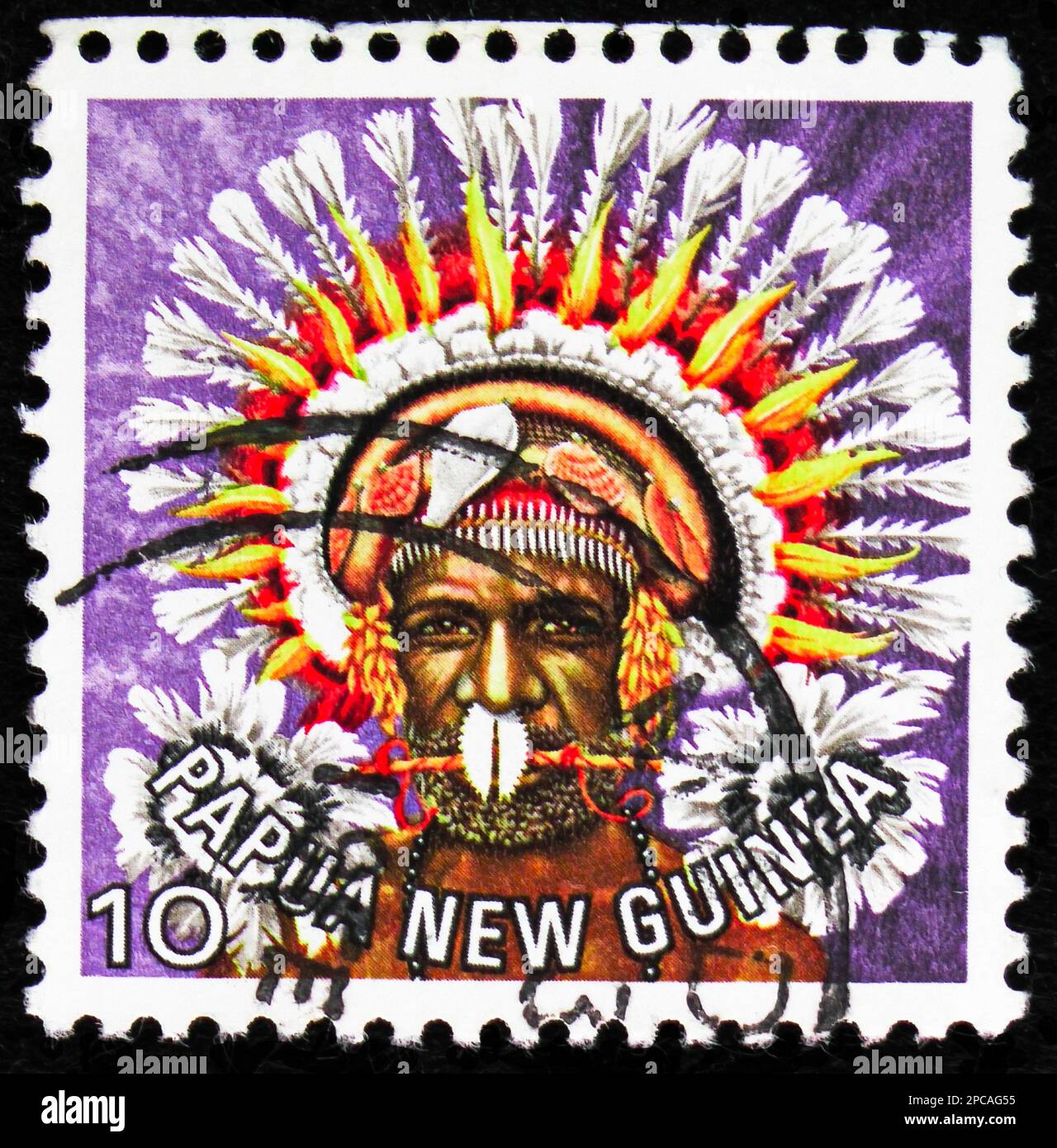 MOSCOW, RUSSIA - FEBRUARY 15, 2023: Postage stamp printed in Papua New ...