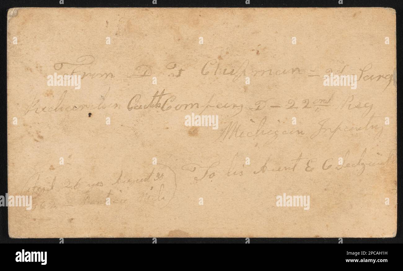 Sergeant Daniel Francis Chipman of Co. D, 22nd Michigan Infantry ...