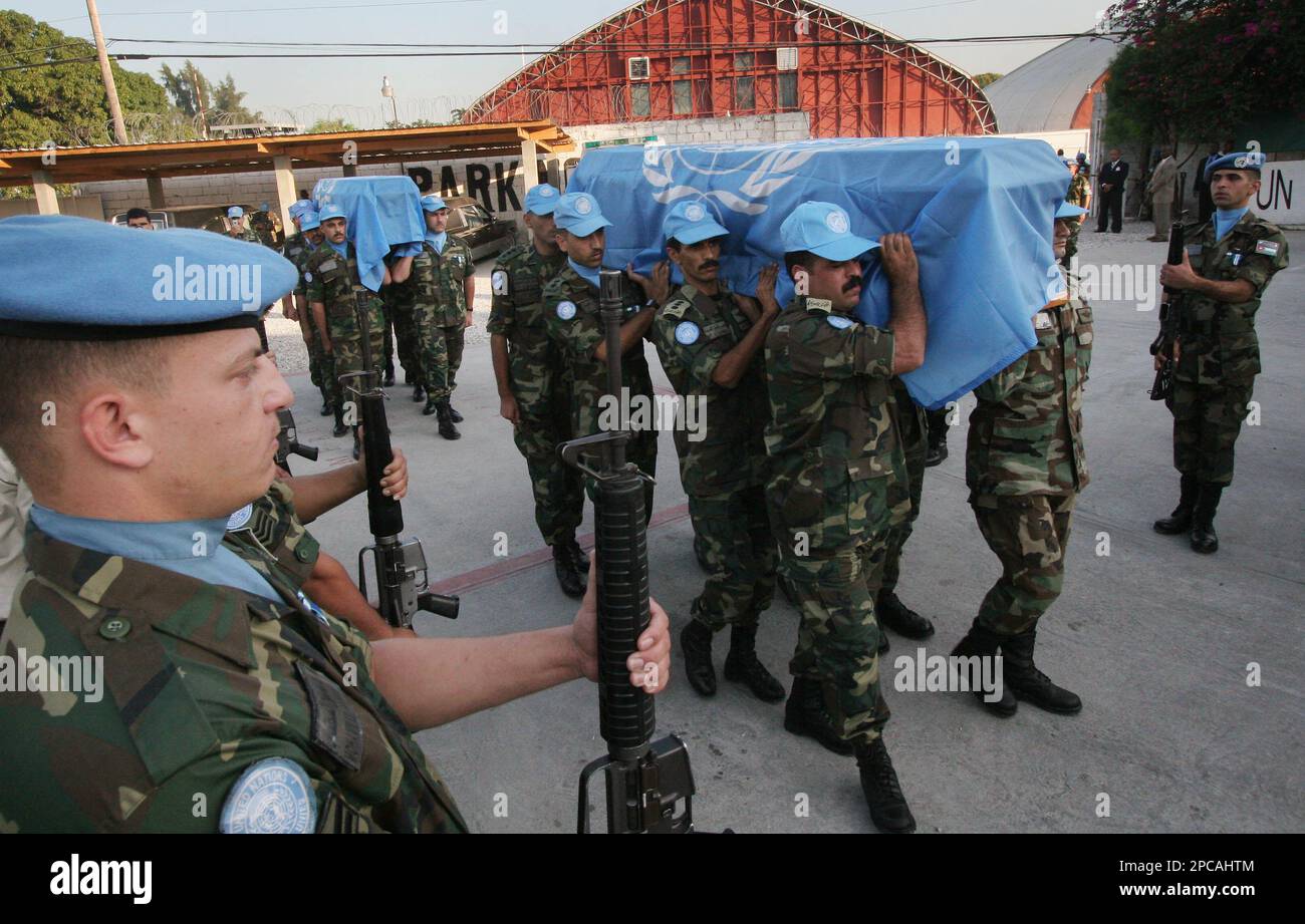 Jordanian soldiers from the United Nations peacekeeping force in Haiti ...