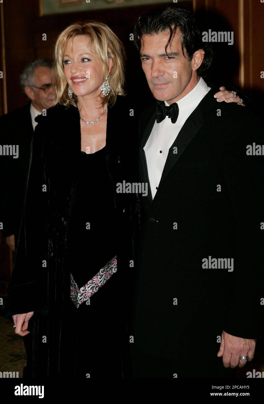 Melanie Griffith, left, and Antonio Banderas arrive at the Queen Sofia ...