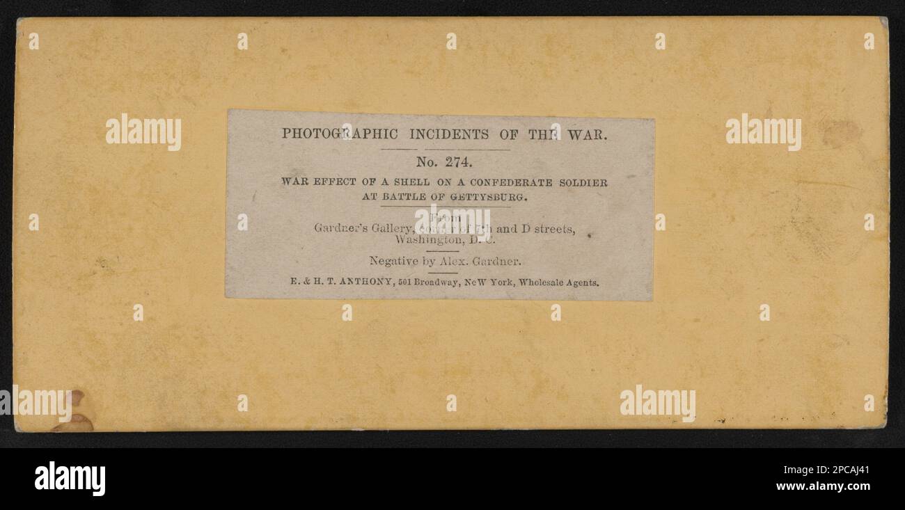 War effect of a shell on a Confederate soldier at battle of Gettysburg ...