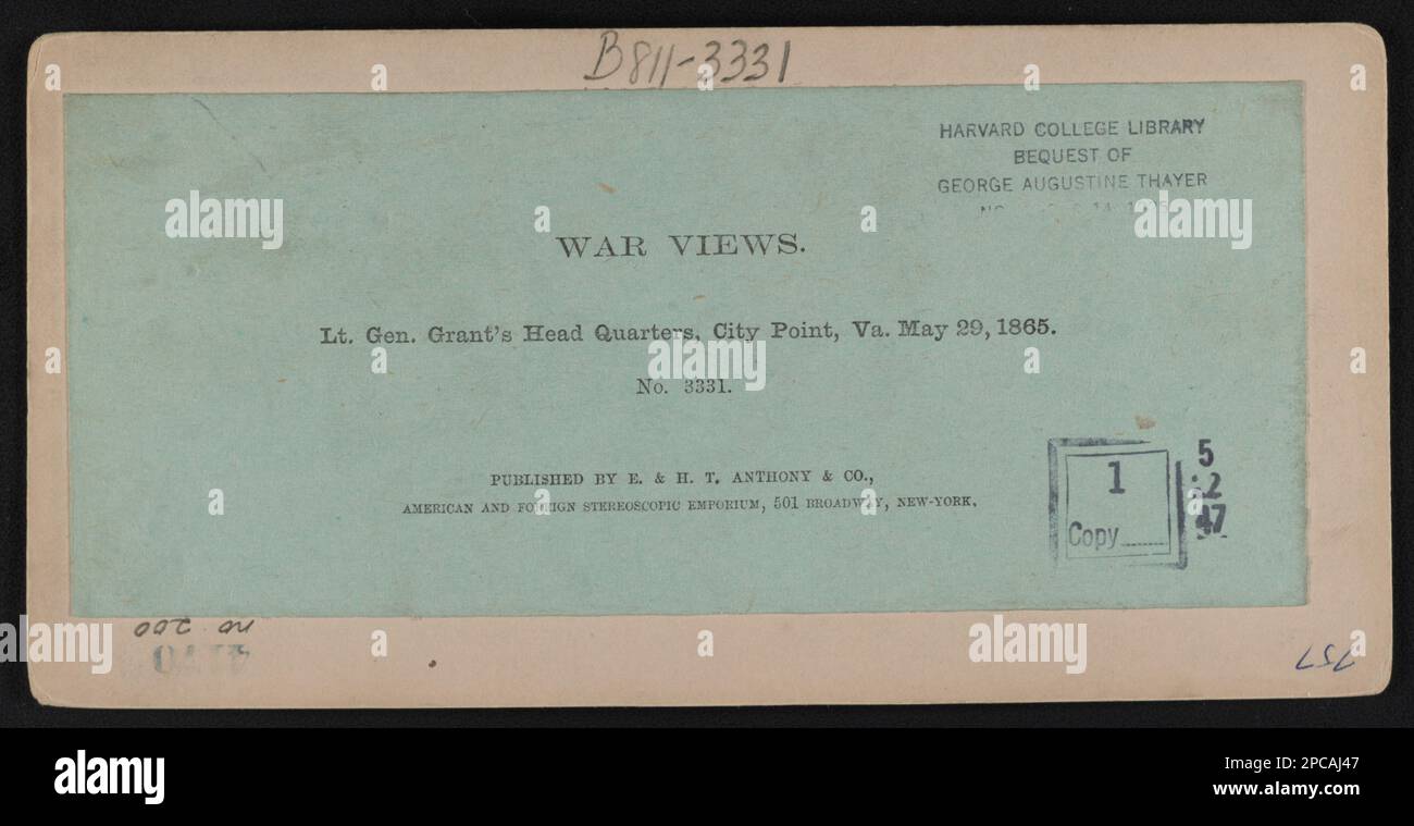 Lieutenant General Grant's Head Quarters, City Point, Virginia May 29 ...