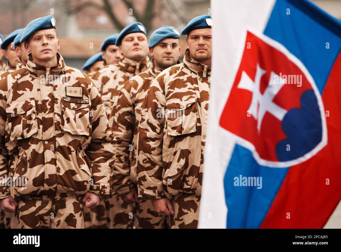 Fifty soldiers of the Slovak Army take a ceremony to say goodbye to ...