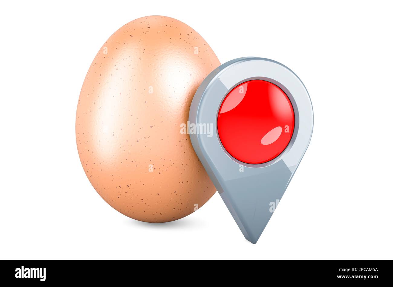 Egg with map pointer. 3D rendering isolated on white background Stock ...