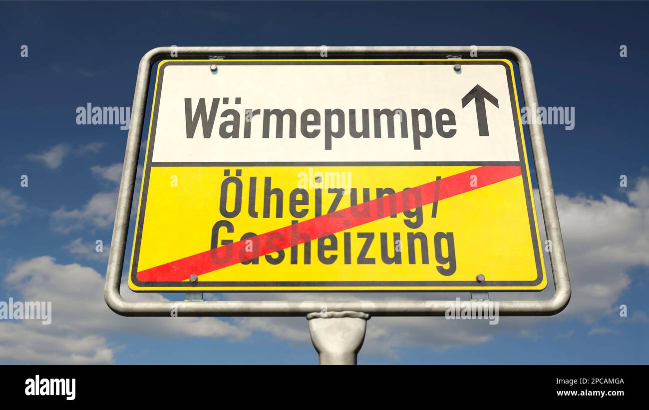 A German place-name sign with the German words "Oel- /Gasheizungen ...