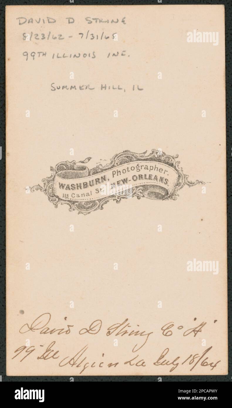 Private David D. String, of Co. A and Co. D, 99th Illinois Infantry ...