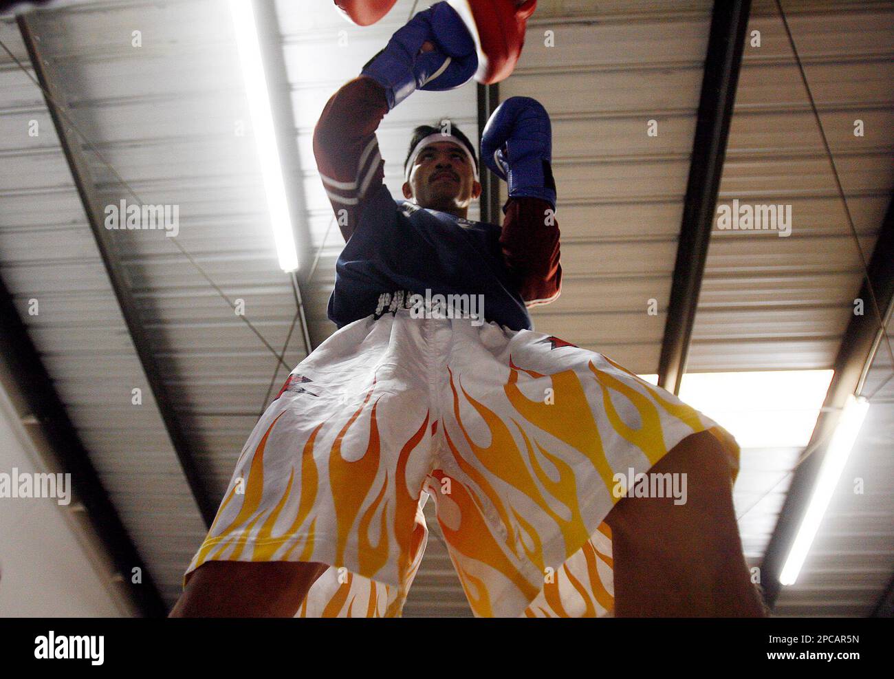 Manny Pacquiao, of the Philippines, works out at the IBA gym in Las ...