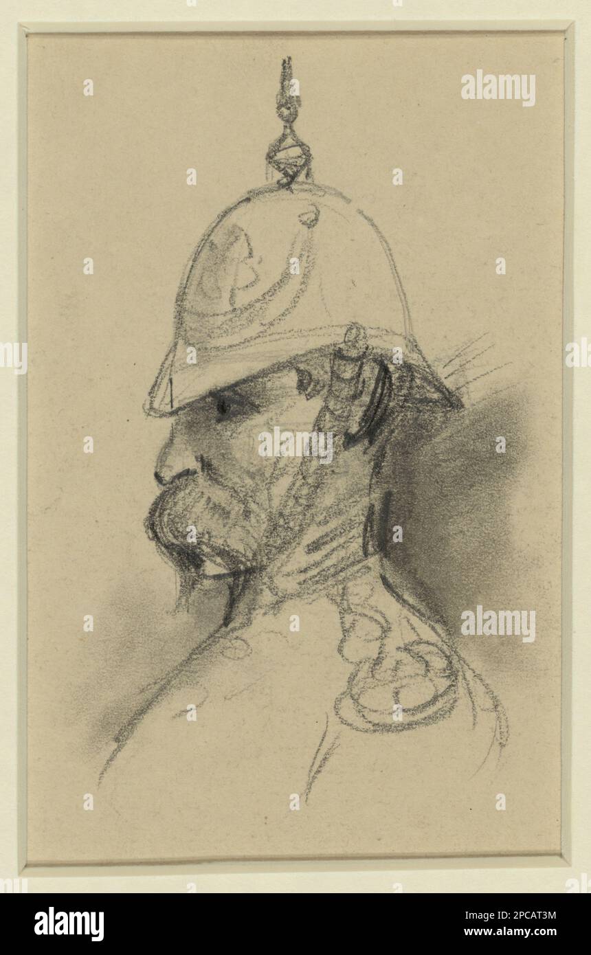 Bust Portrait of soldier with German-style helmet. Morgan collection of ...