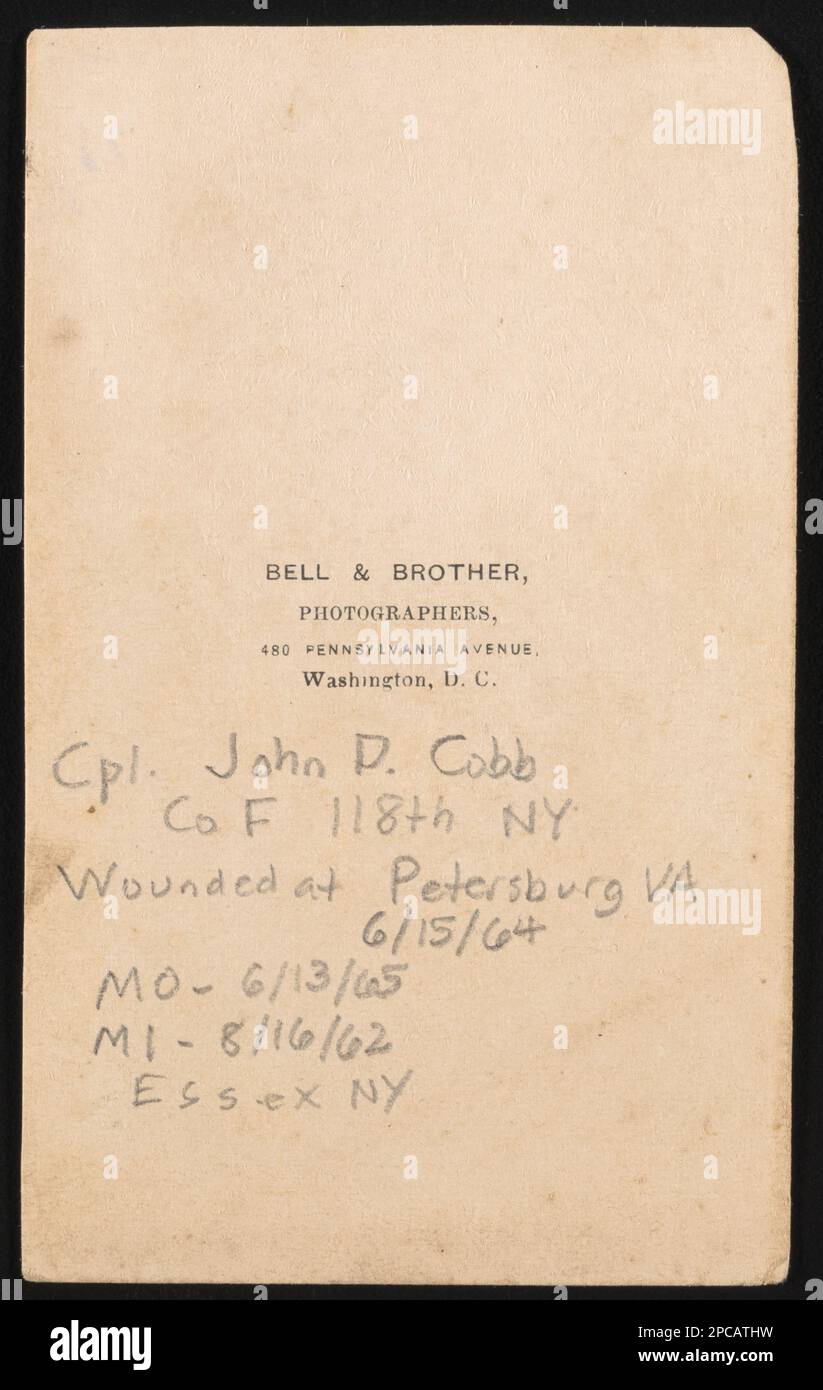 Corporal John D. Cobb of Co. F, 118th New York Infantry Regiment in ...