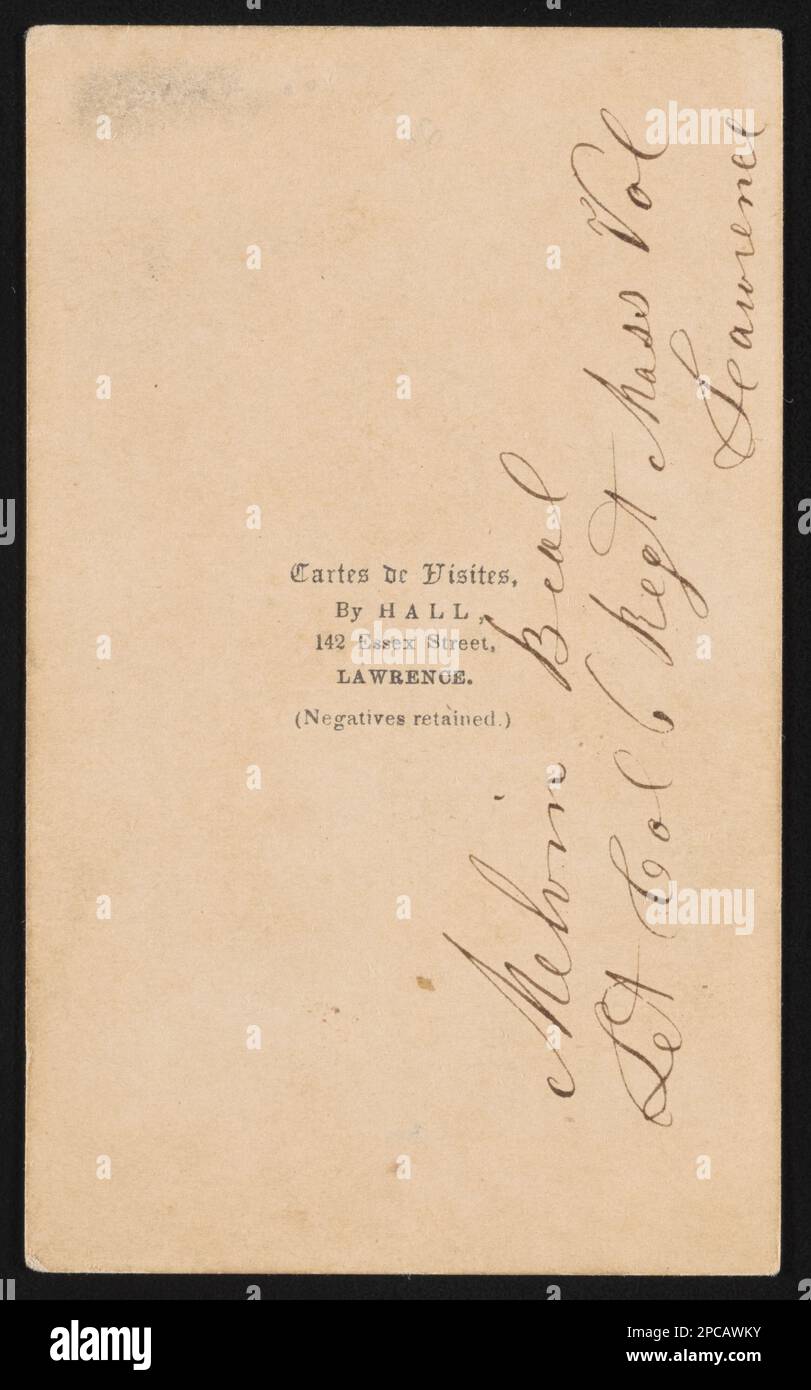 Lieutenant Colonel Melvin Beal of Co. F, 6th Massachusetts Infantry ...