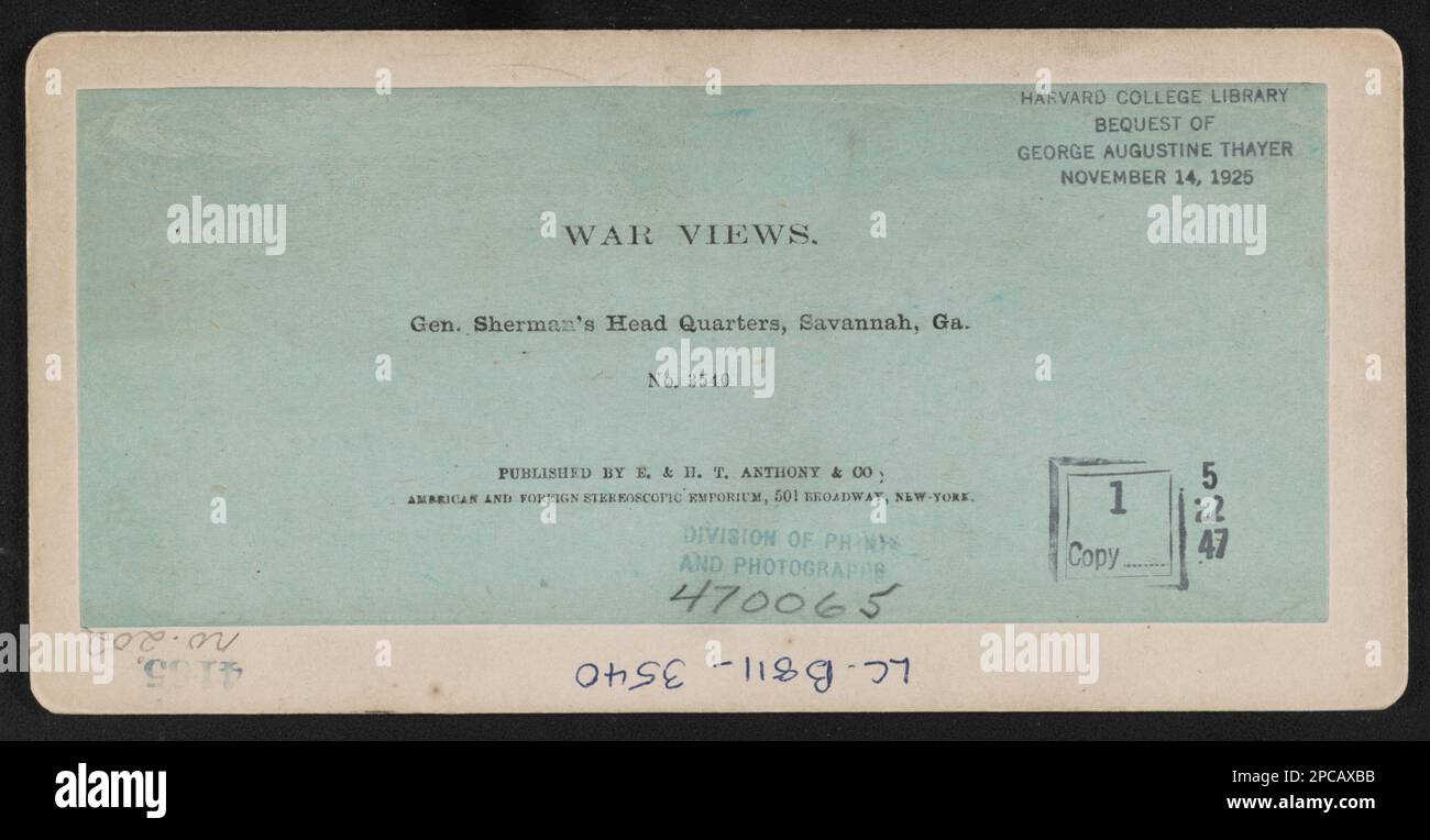 General Sherman's head quarters, Savannah, Ga.. Civil War Photograph ...