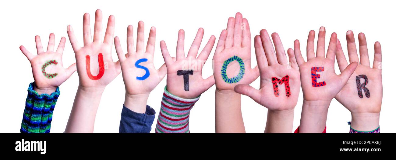Children Hands Building Word Customer, Isolated Background Stock Photo ...