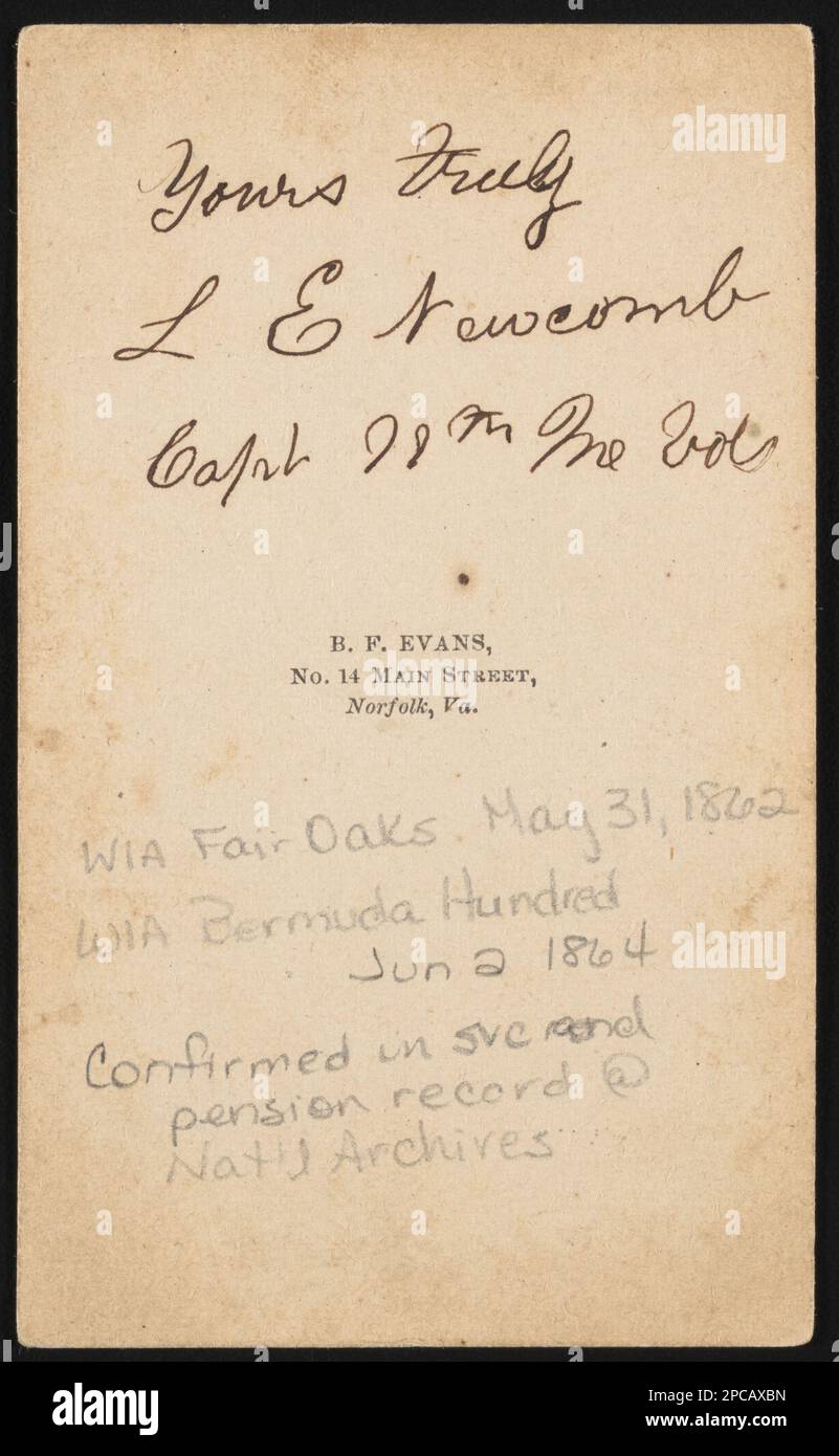 Captain Lemuel E. Newcomb of Co. C, 11th Maine Infantry Regiment in ...