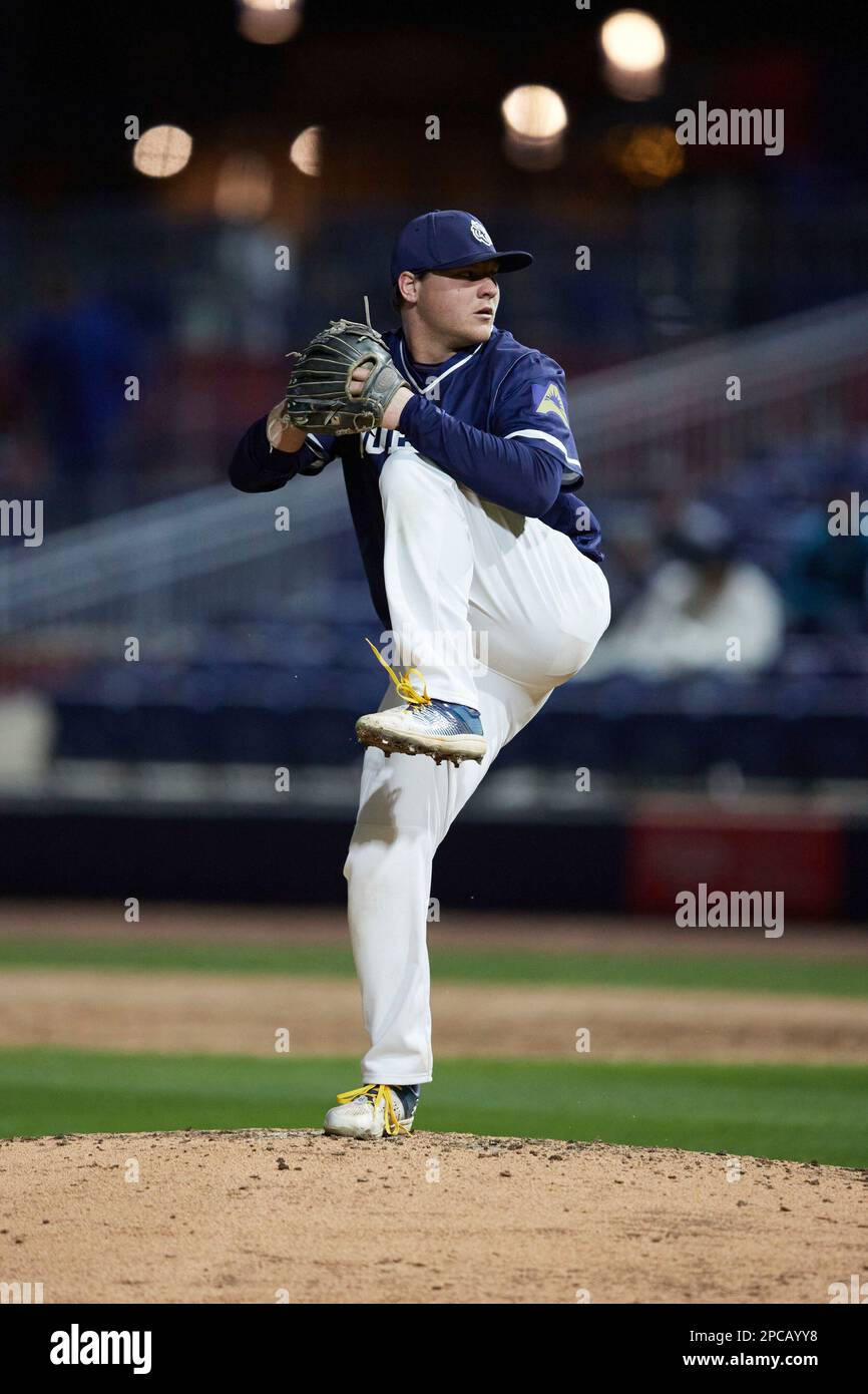 Queens Royals starting pitcher Daniel Bagwell (50) in action against ...