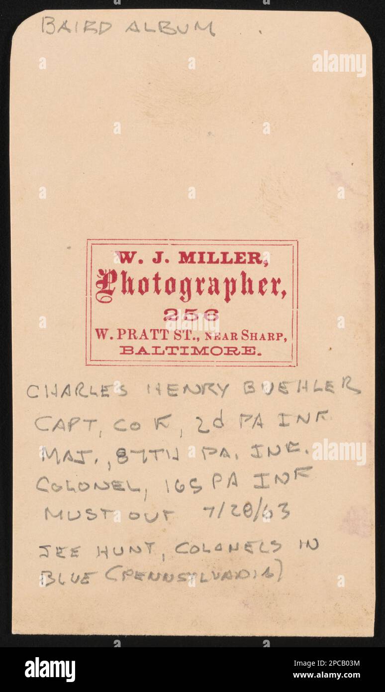 Colonel Charles H. Buehler of Co. E, 2nd Pennsylvania Infantry Regiment ...