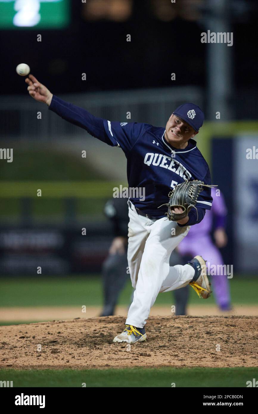 Queens Royals starting pitcher Daniel Bagwell (50) in action against ...
