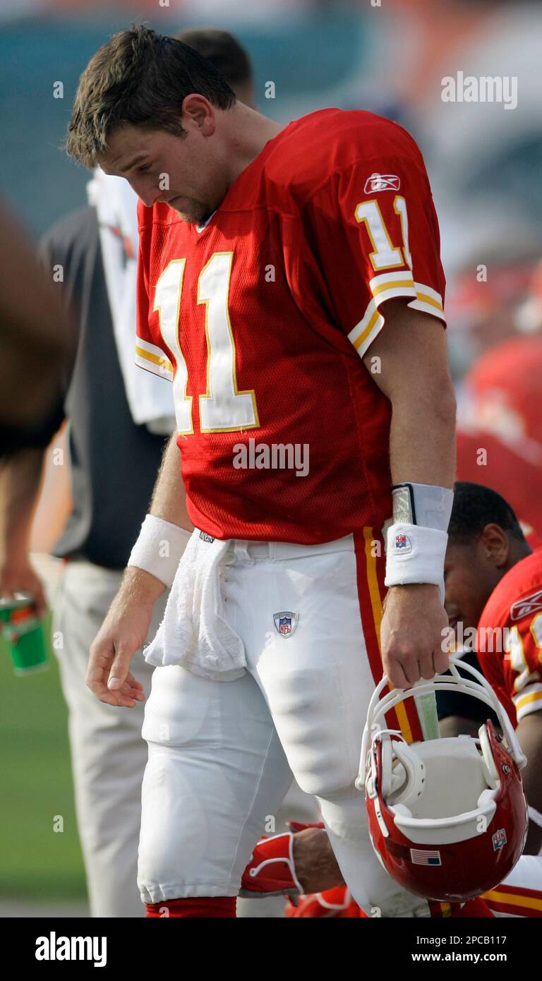 Kansas City Chiefs quarterback Damon Huard stands on the sideline in ...