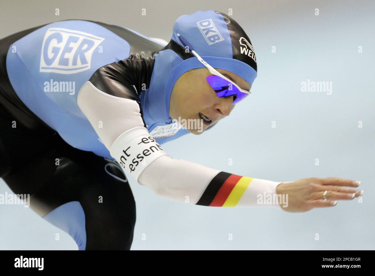 Claudia Pechstein of Germany in action during the women's 3000 meter ...