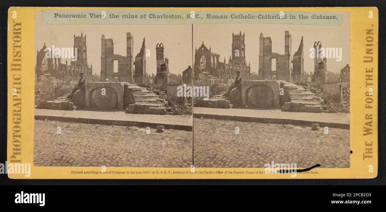 Panoramic view, the ruins of Charleston, South Carolina, Roman Catholic ...