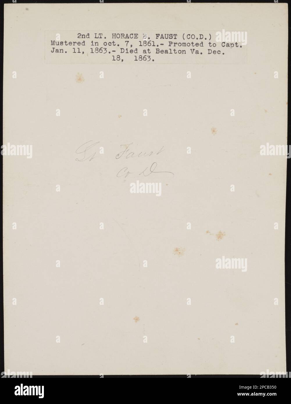 Captain Horace B. Faust of Co. D, 91st Pennsylvania Infantry Regiment ...