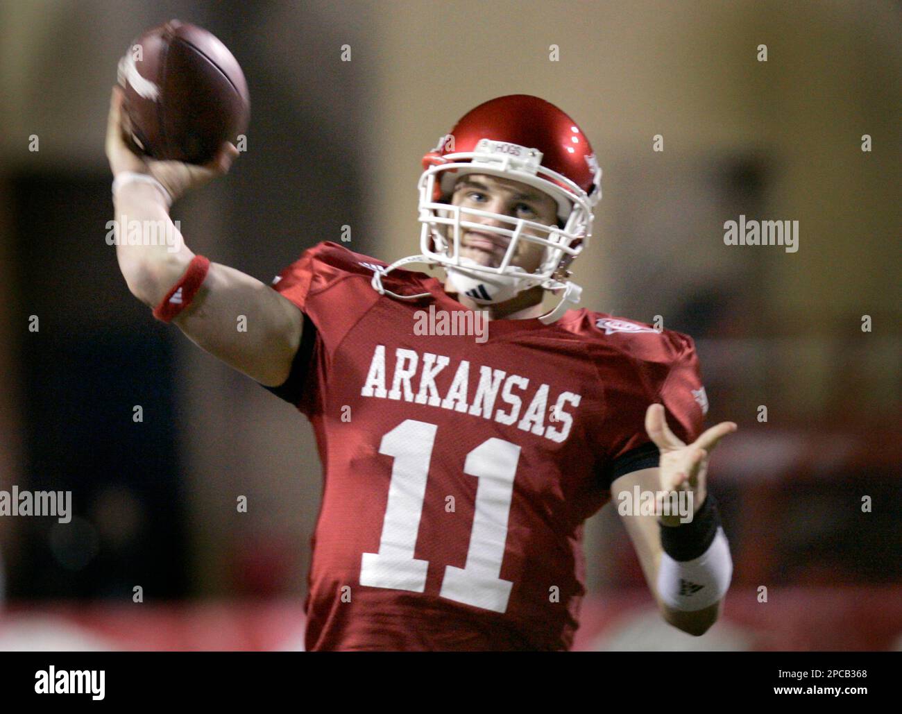 Arkansas quarterback Casey Dick passes during the first quarter of the ...