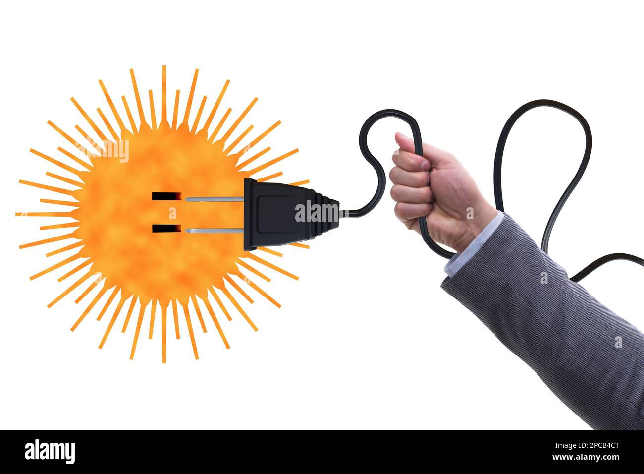 Solar energy concept with sun and the socket Stock Photo - Alamy