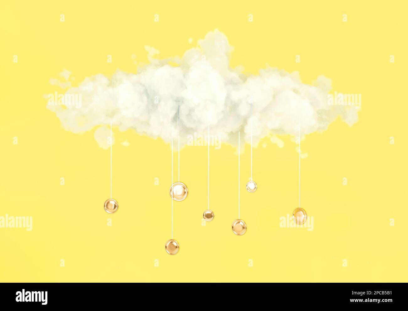 Money cloud. Coin rain. Gold Coins stacks falling from the cloud ...