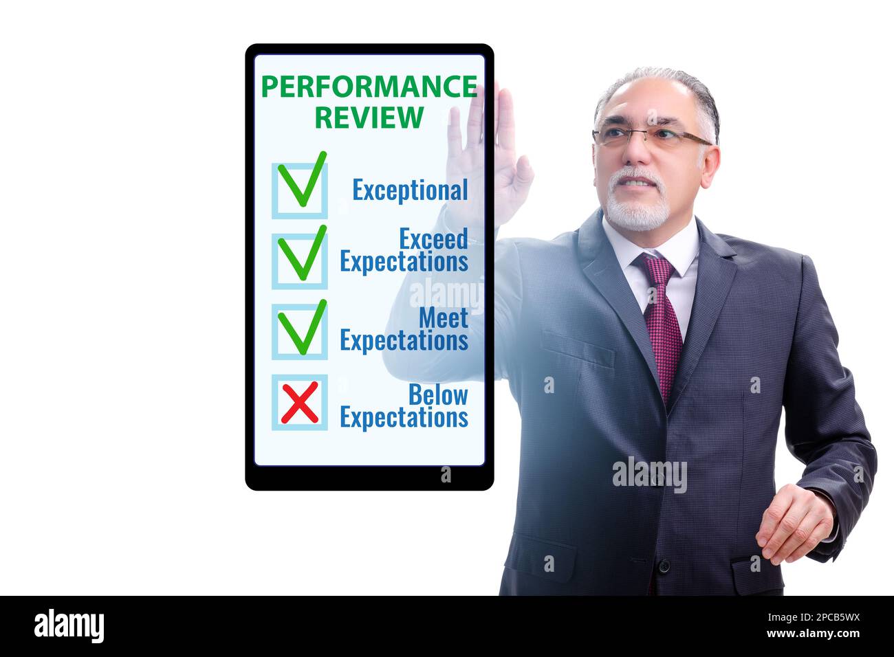 Annual performance review concept with the businessman Stock Photo - Alamy