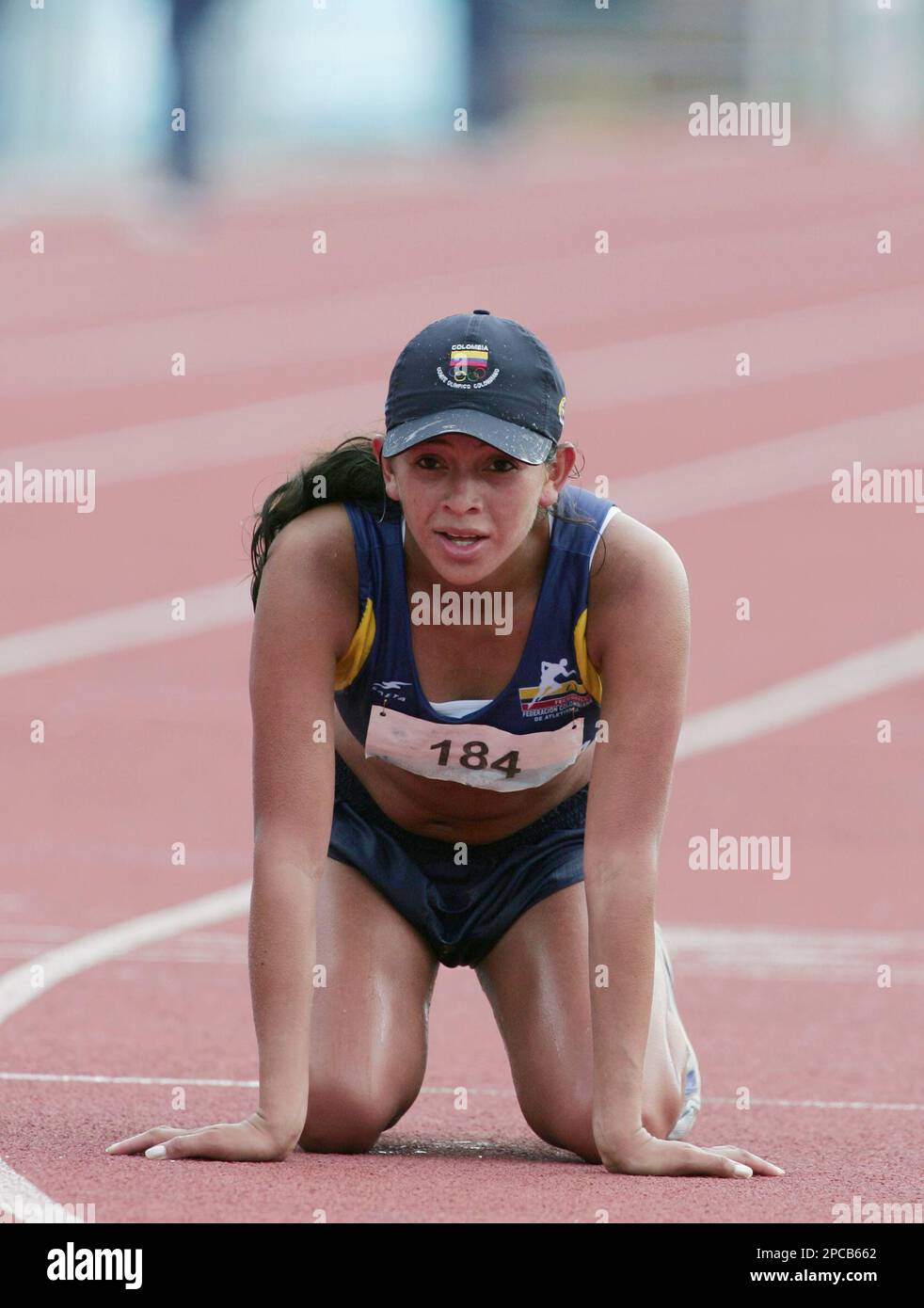 Colombia's Luz Leidy Villamarin Cubillos reacts at the end of the Women ...