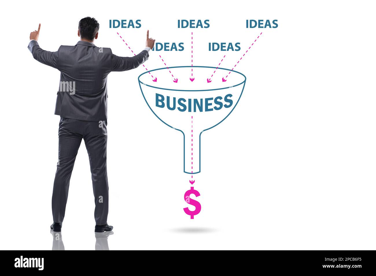 Businessman in the ideas generation concept Stock Photo - Alamy