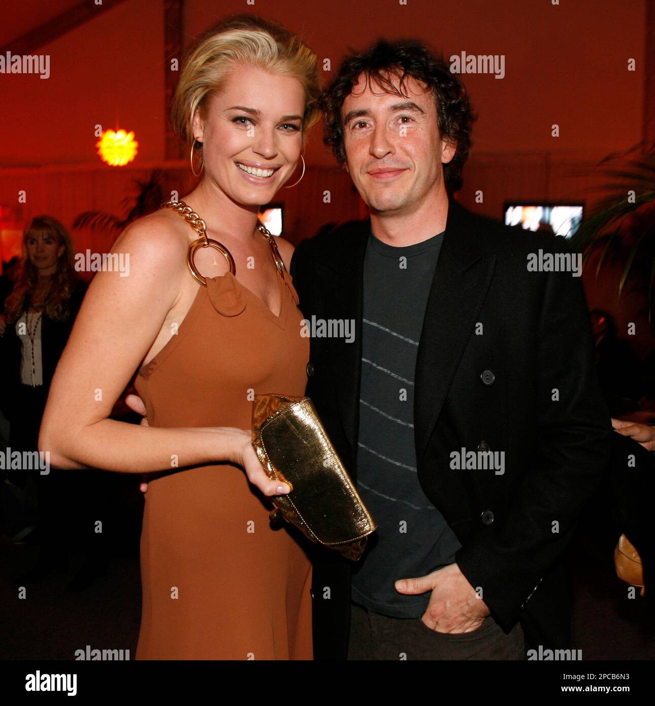 Actors Rebecca Romijn and Steve Coogan celebrate at a party before the ...