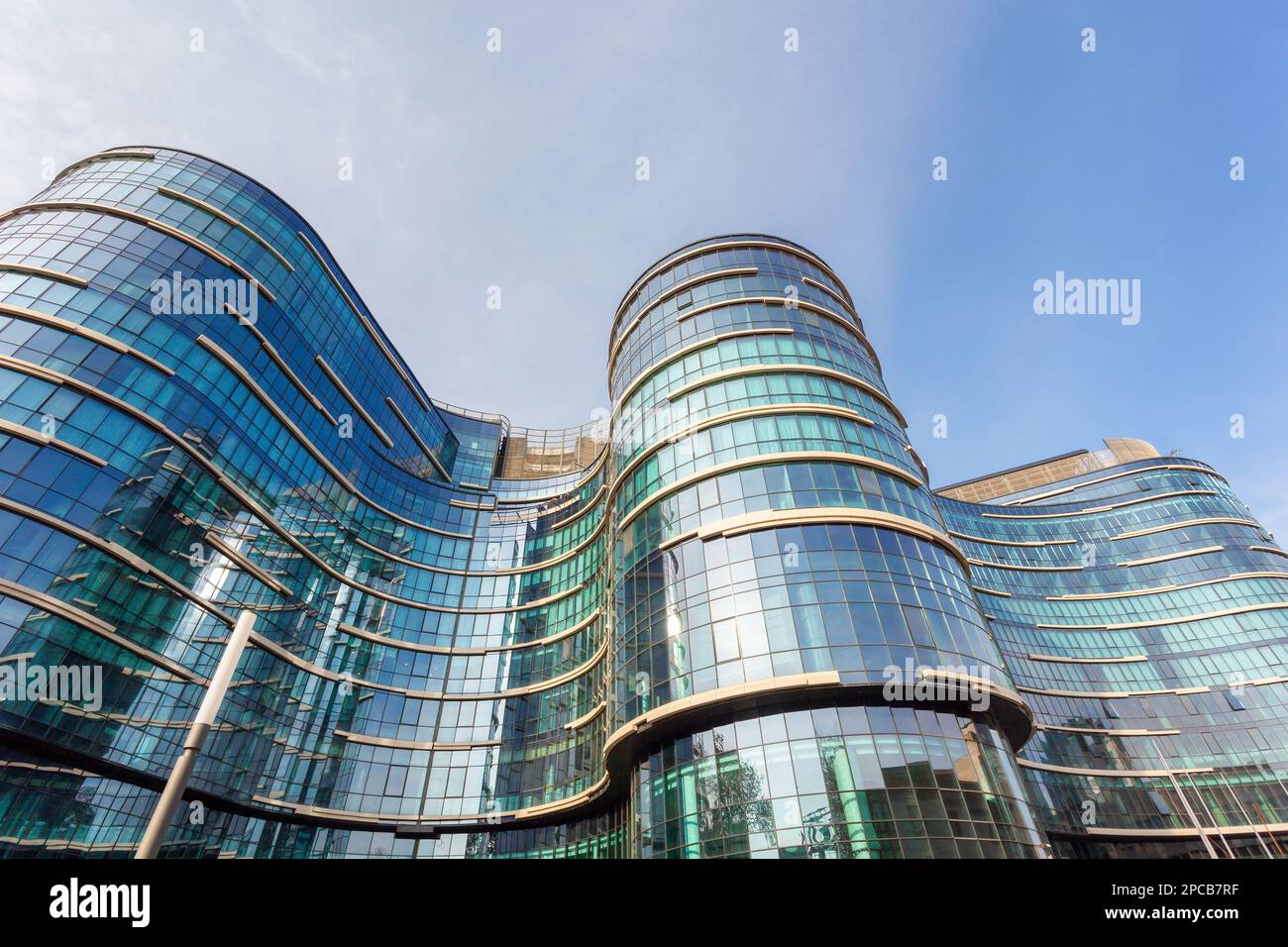 High-rise glass building in the city of Tbilisi. Bottom view ...