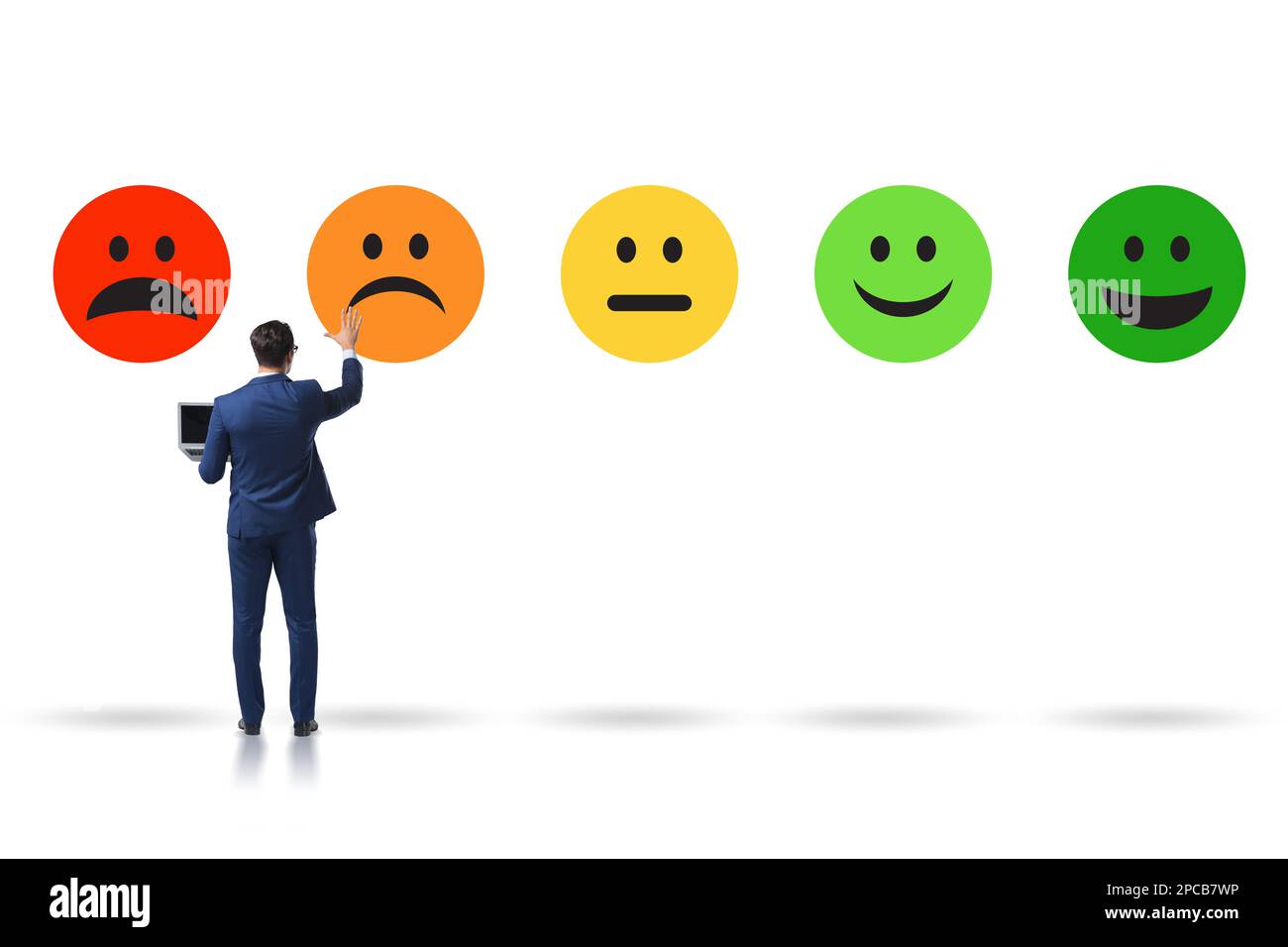 Illustration of customer feedback with the faces and businessman Stock ...