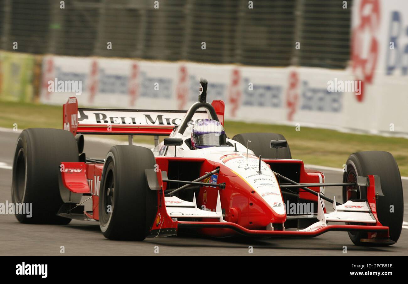 England's Katherine Legge of the PKV Racing team rides her car during ...