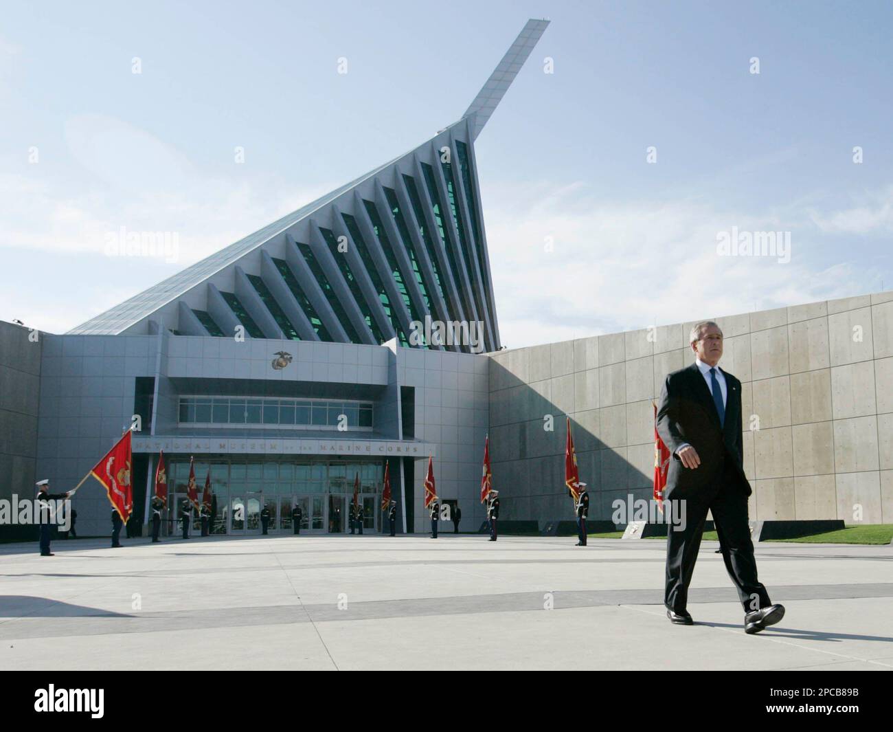 President Bush walks in as he is introduced at the dedication of the ...