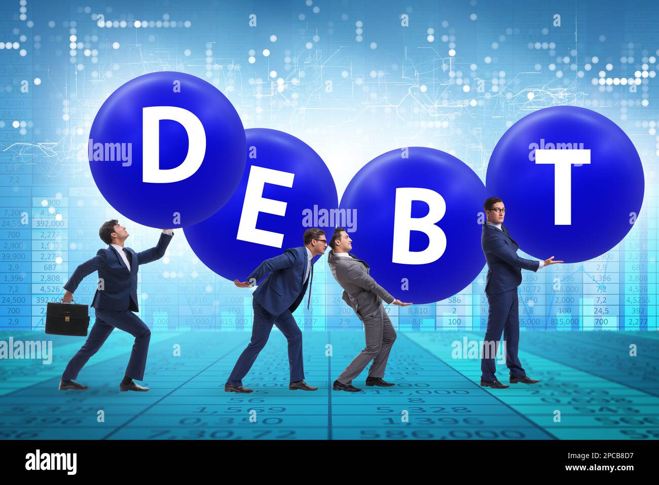Businessmen in load and debt concept Stock Photo - Alamy