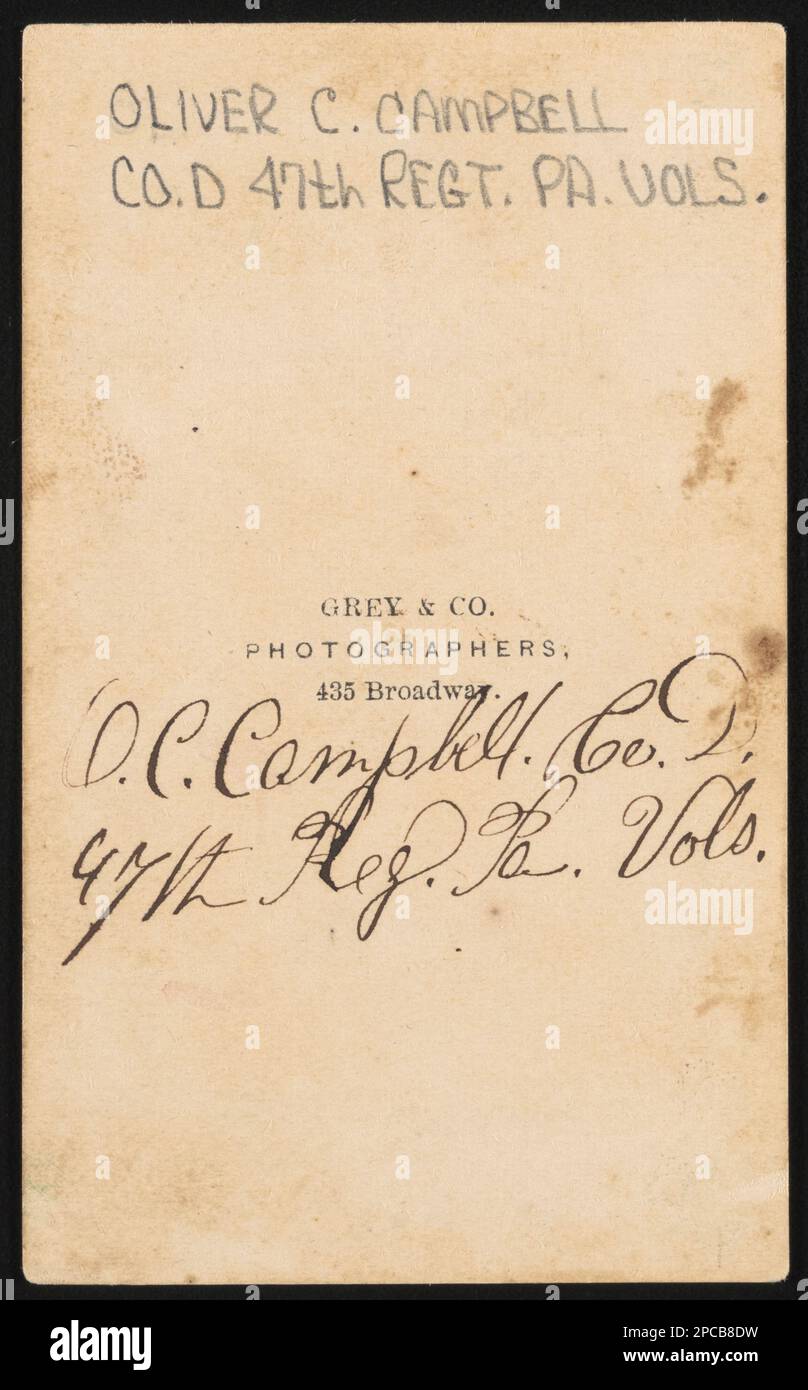 Private Oliver C. Campbell of Cos. D and H, 47th Pennsylvania Infantry ...