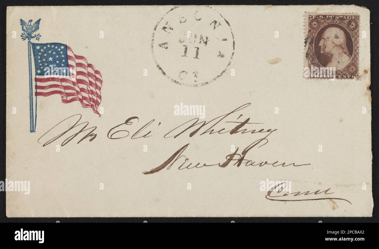Civil War envelope showing American flag with eagle and laurel atop ...