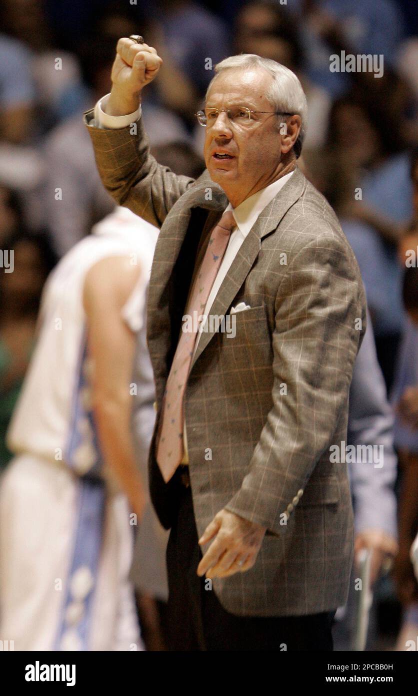 North Carolina coach Roy Williams coaches his team against Saint ...