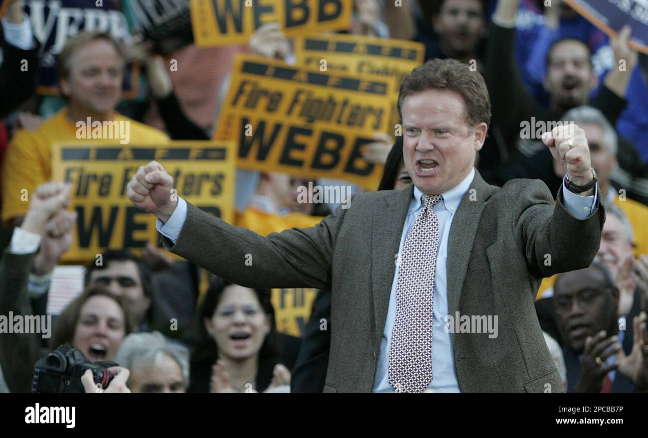 Senator-elect Jim Webb takes part in a victory rally, Thursday, Nov. 9 ...