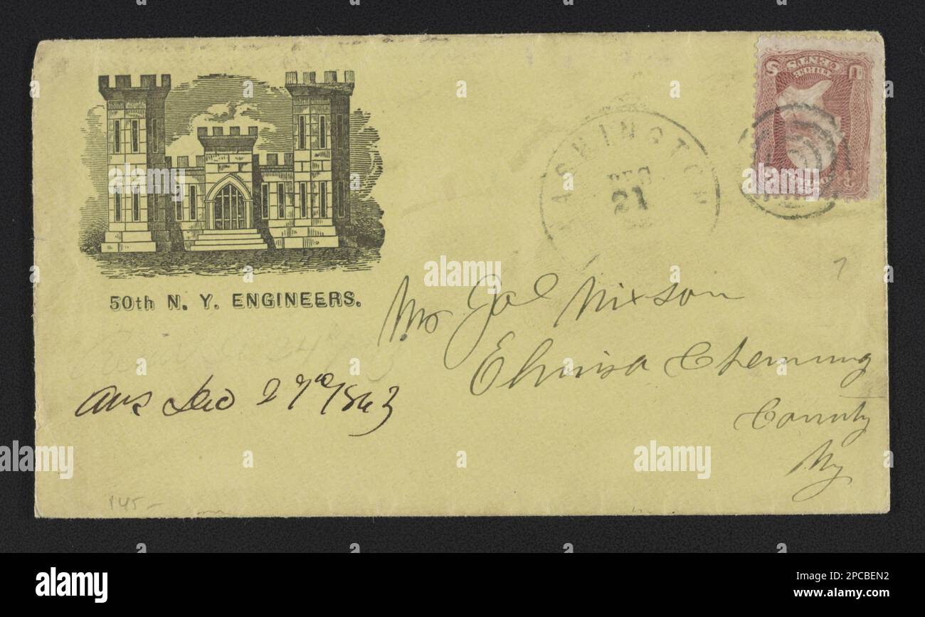 Civil War envelope for 50th New York Engineer Regiment showing armory ...