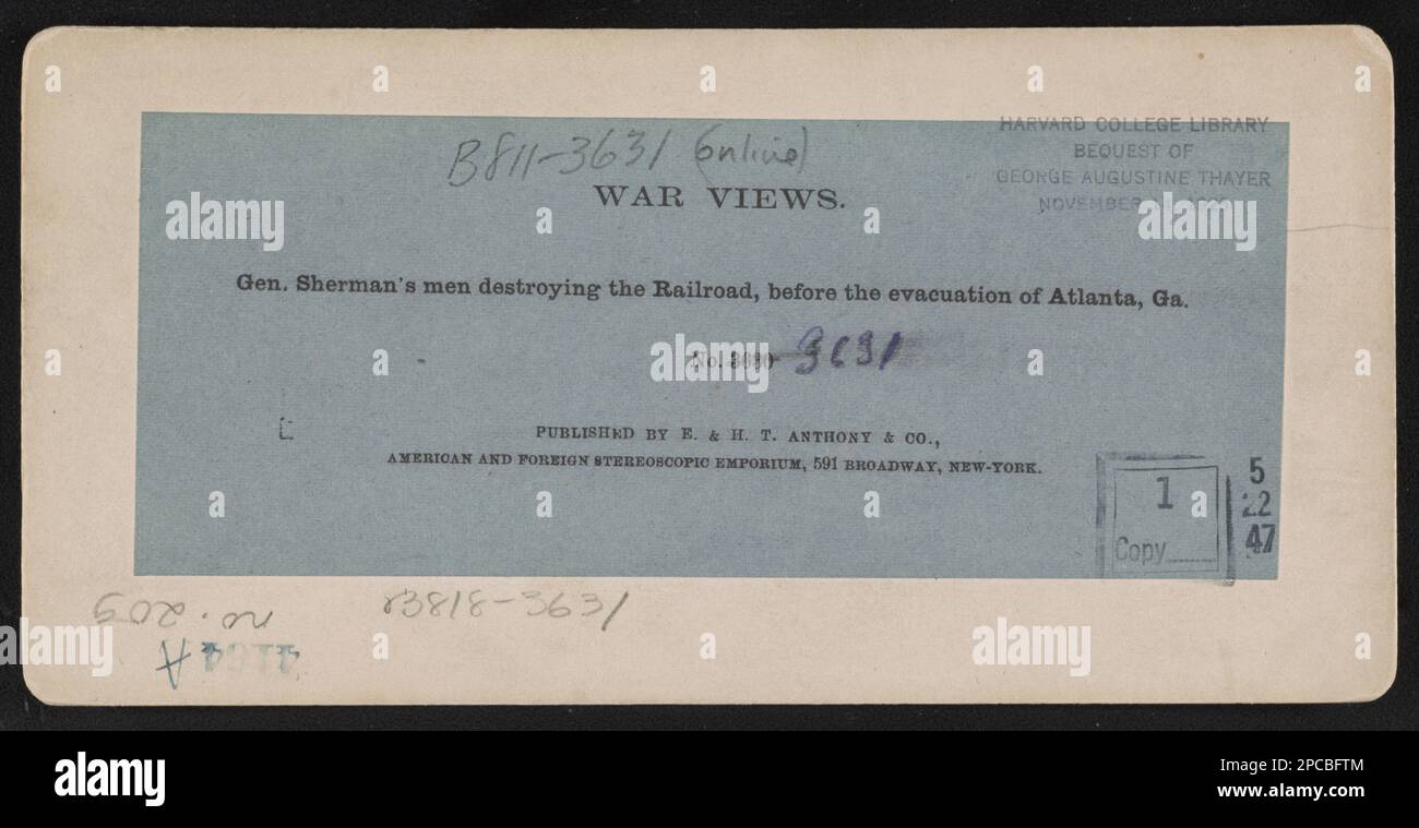 General Sherman's men destroying the railroad, before the evacuation of ...