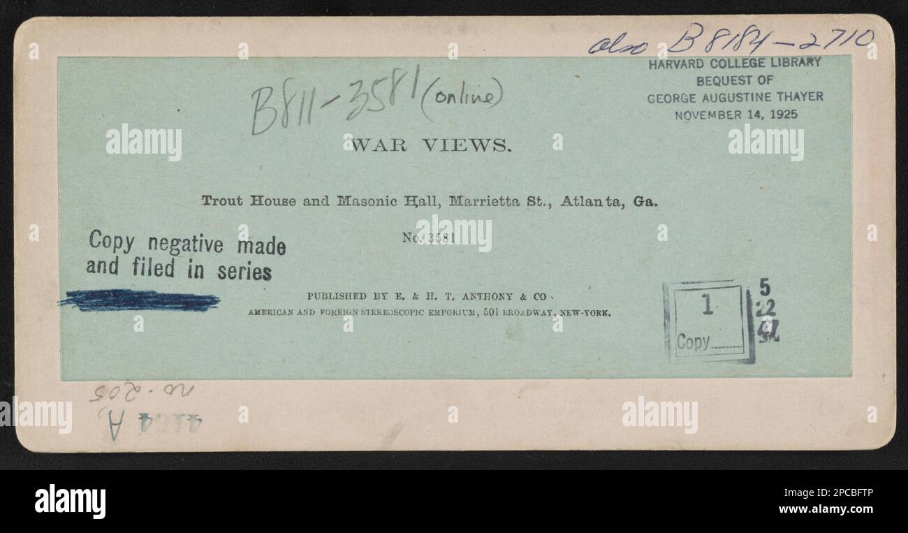 Trout House and Masonic Hall, Marrietta St., Atlanta, Ga.. Civil War ...