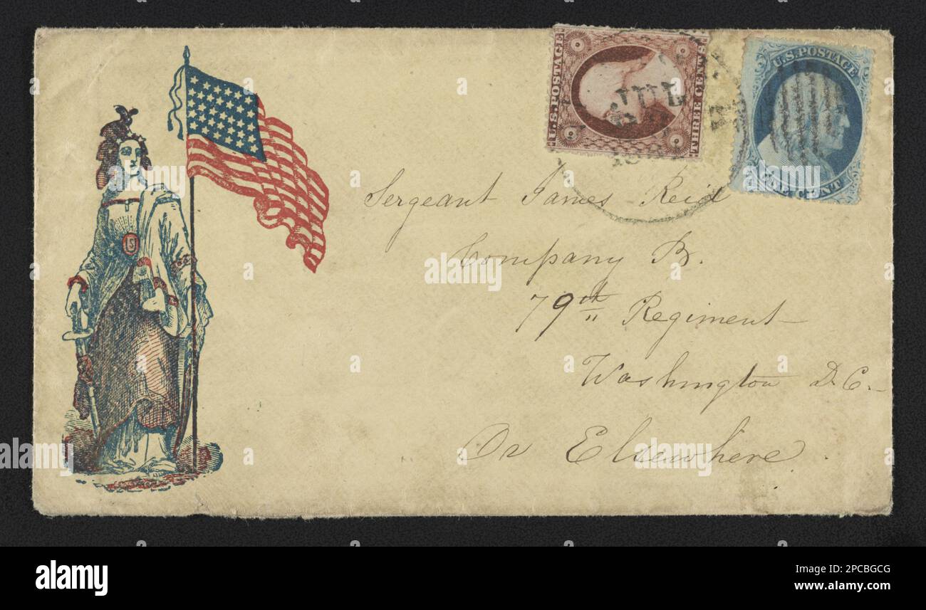 Civil War envelope showing Columbia with American flag and sword ...