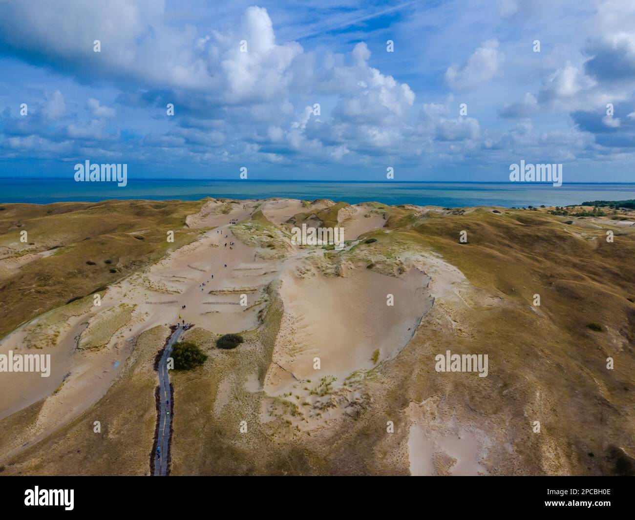 Aerial view of dead grey dunes in Curonian spit National park and ...