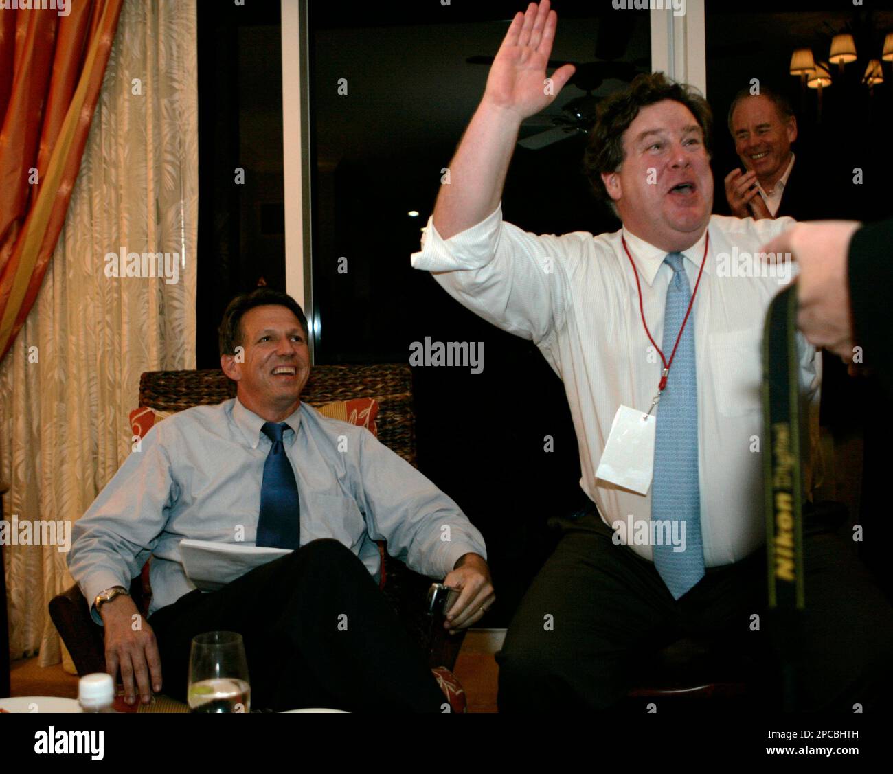 Democratic candidate for Congress Tim Mahoney, left, celebrates with ...