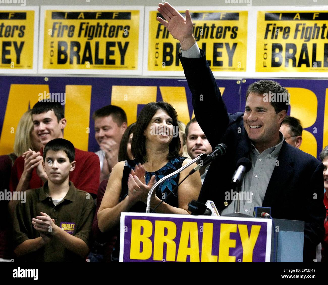 Democratic Congressional candidate Bruce Braley stands with his family ...